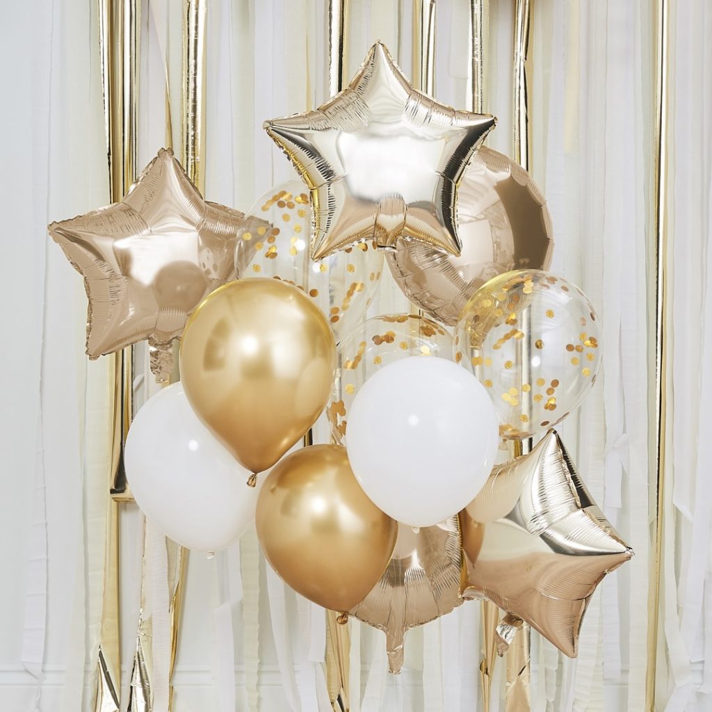 METALLIC GOLD BALLOONS BUNDLE - 12PCS - Pergamos