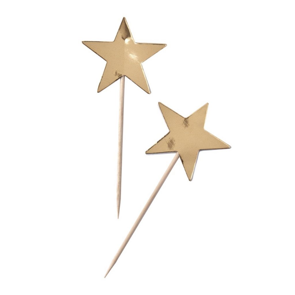 STAR CUPCAKE TOPPERS GOLD FOILED 10PCS - Pergamos