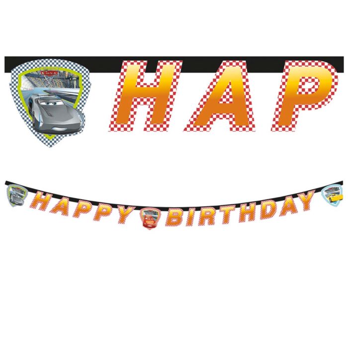 DIE-CUT BANNER 'HAPPY BIRTHDAY' CARS 1.8M - Pergamos
