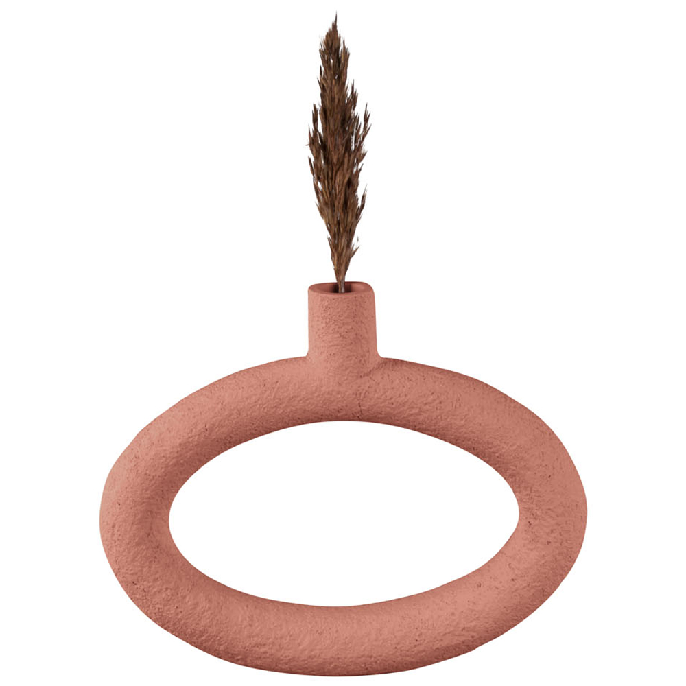 VASE RING OVAL POLYRESIN TERRACOTTA ORANGE 21X25CM - Pergamos
