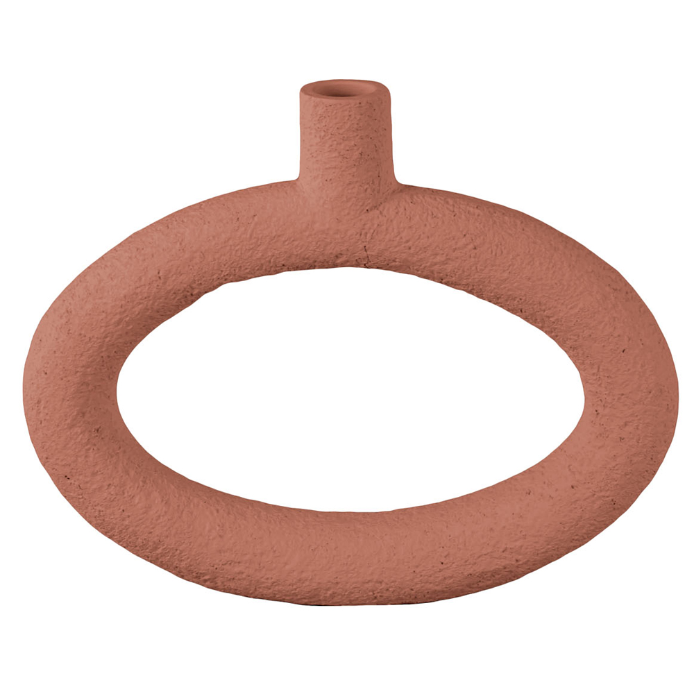 VASE RING OVAL POLYRESIN TERRACOTTA ORANGE 21X25CM - Pergamos