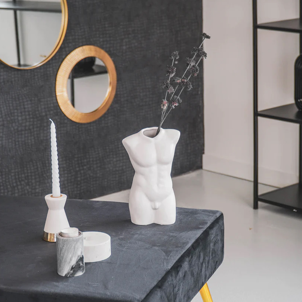 VASE MALE BODY WHITE 15X9X24CM - Pergamos