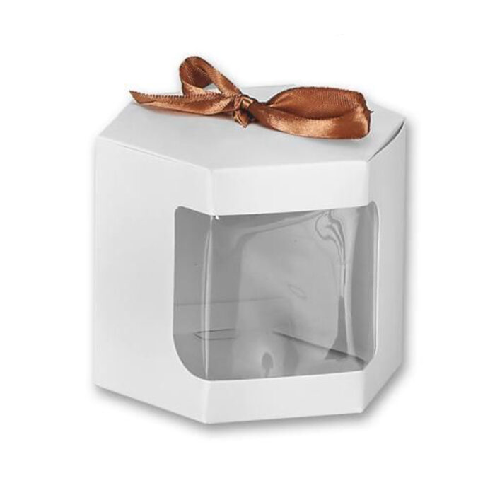 BOX WITH WINDOW & RIBBON WHITE - Pergamos
