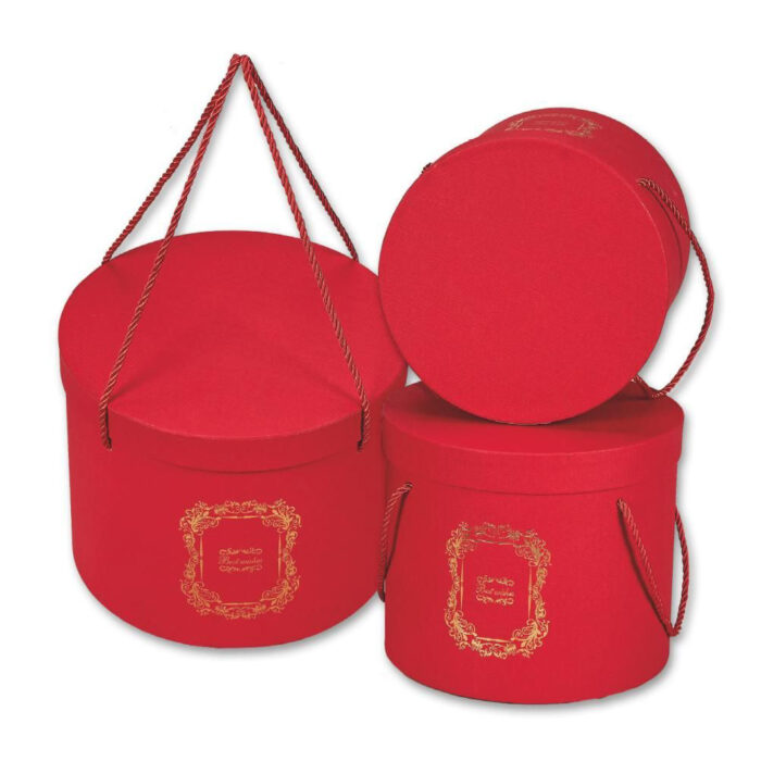 ROUND BOX WITH HANDLE RED - Pergamos