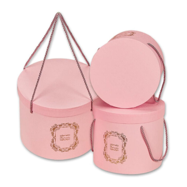 ROUND BOX ROUND WITH HANDLE PINK - Pergamos