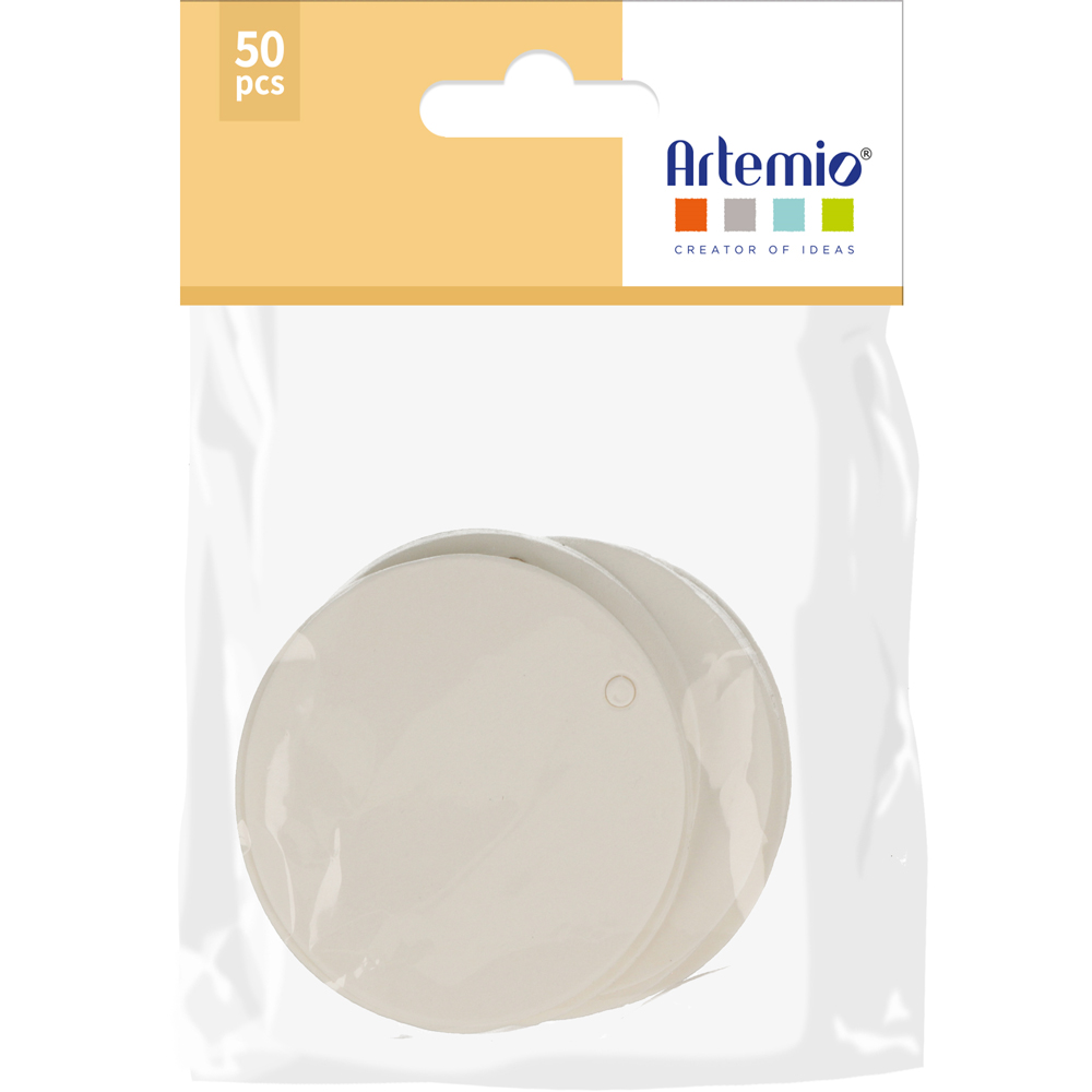 WHITE LABEL ROUND 45MM 50PCS - Pergamos