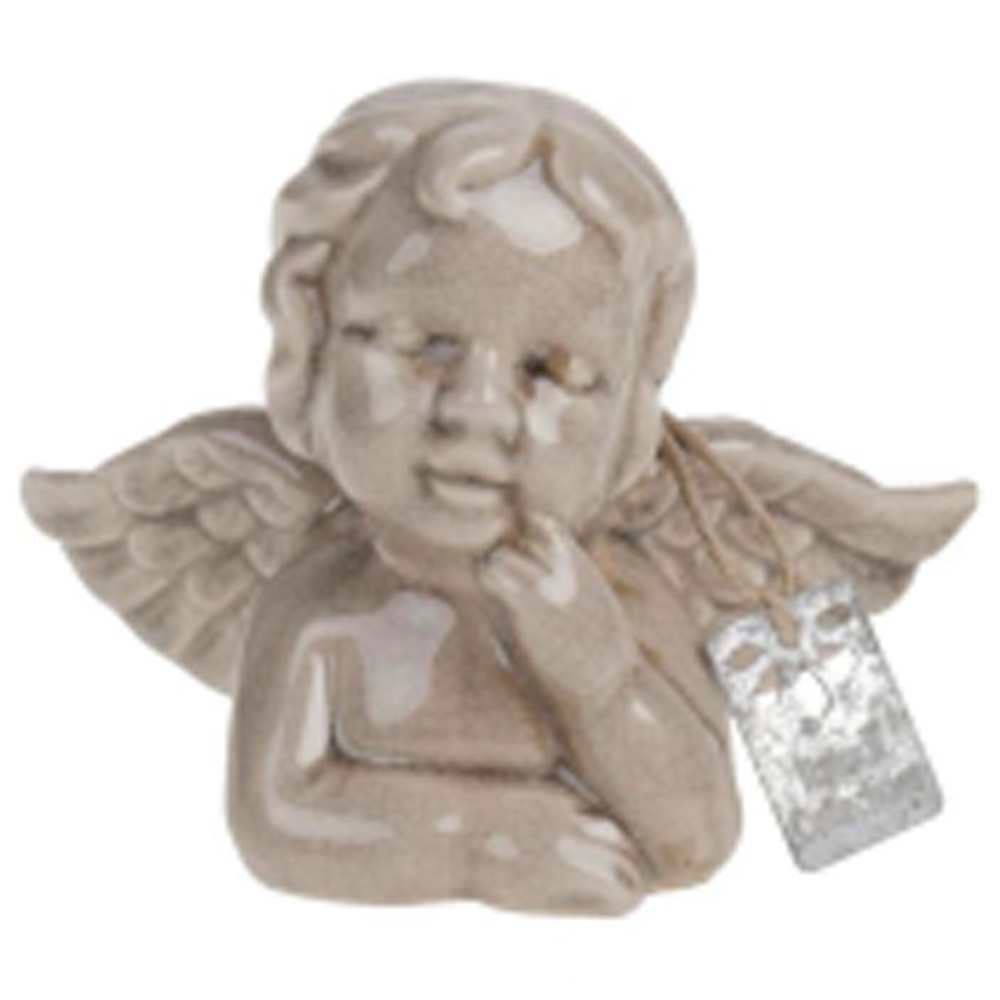 CERAMIC ANGEL LIGHT TAUPE 11.5X6X9CM - Pergamos