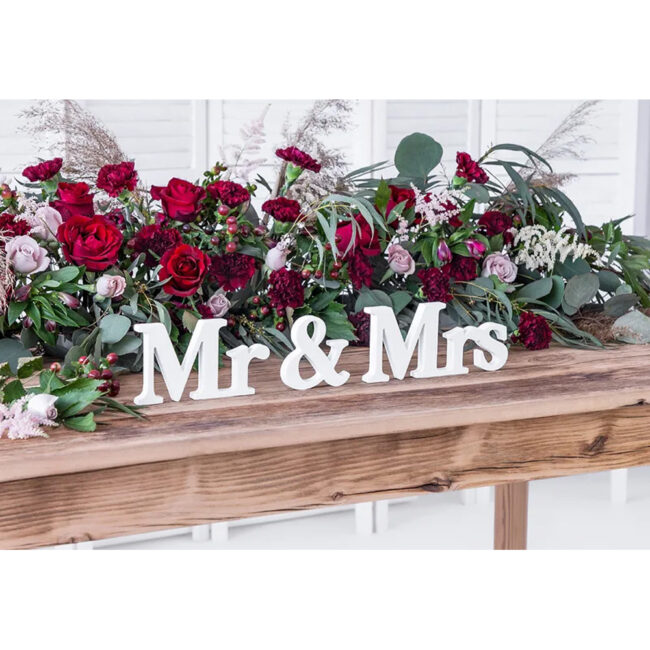 WOODEN INSCRIPTION MR&MRS WHITE 50X9.5CM - Pergamos