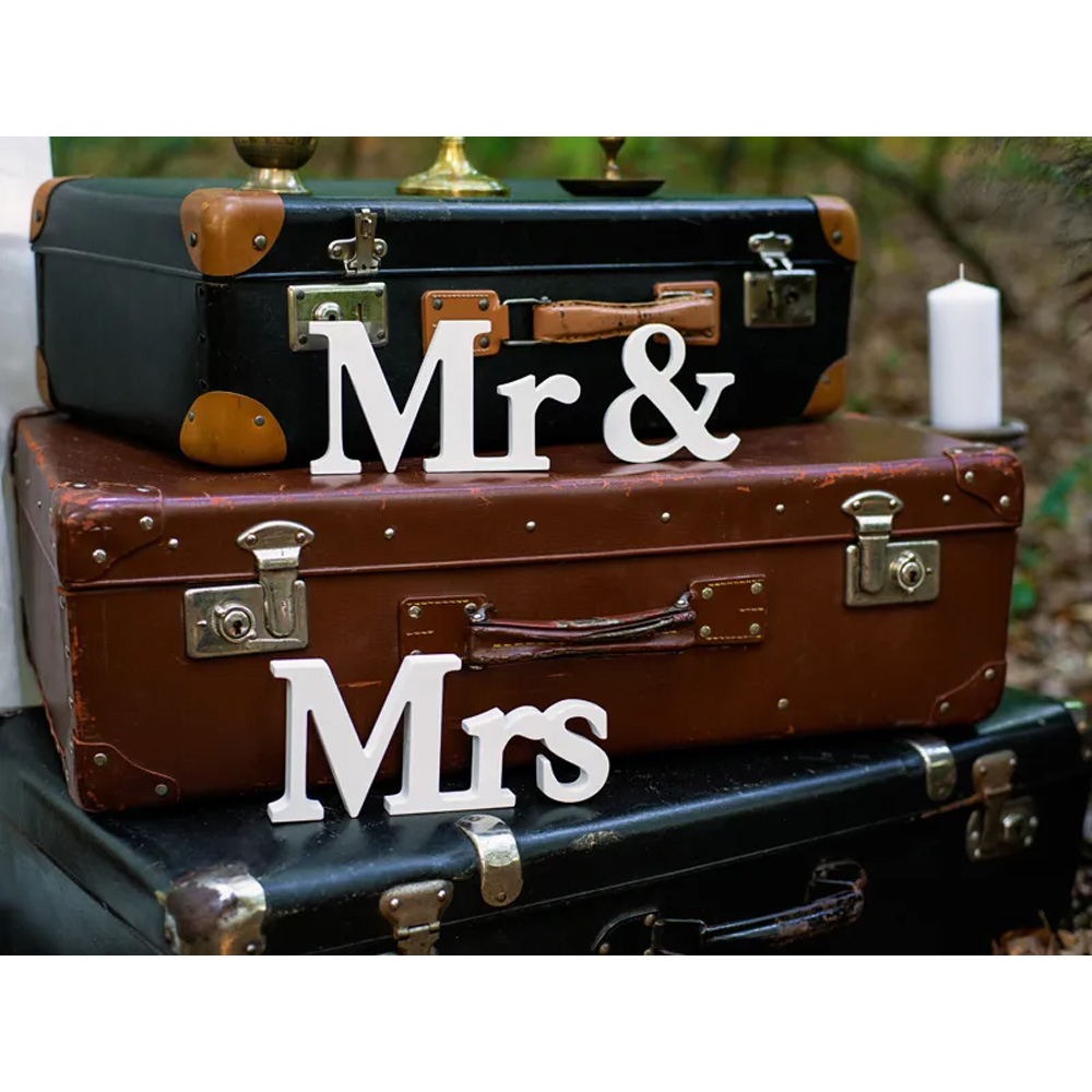 WOODEN INSCRIPTION MR&MRS WHITE 50X9.5CM - Pergamos