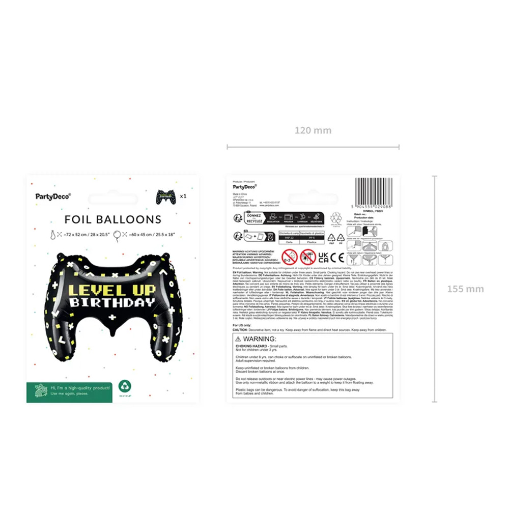 FOIL BALLOON GAMEPAD BLACK 75X52CM - Pergamos