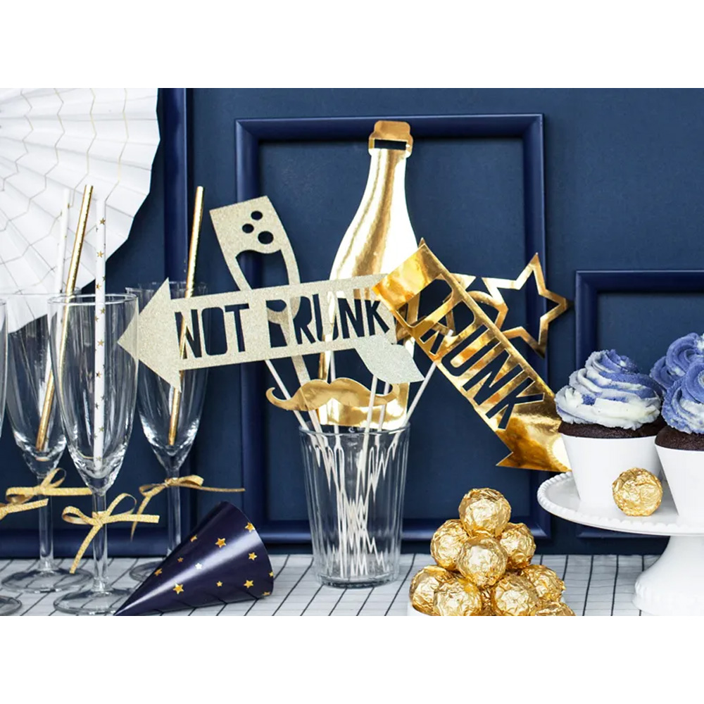 PHOTO PROPS LETS CELEBRATE GOLD 21-42CM 8PCS - Pergamos