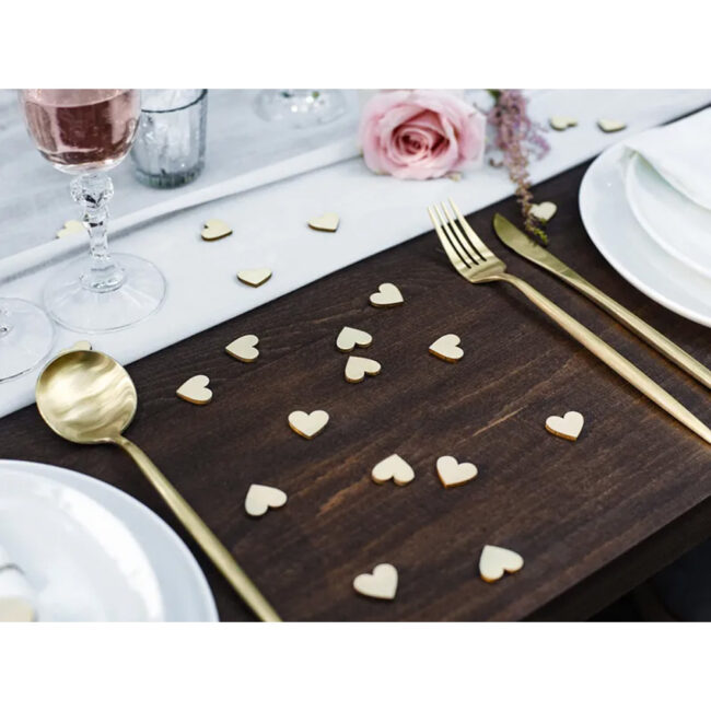 WOODEN CONFETTI HEARTS 2X2CM 50PCS - Pergamos
