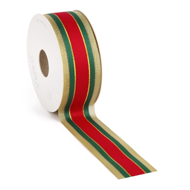 CHRISTMAS STRIPE RIBBON GREEN RED 20MX38MM - Pergamos