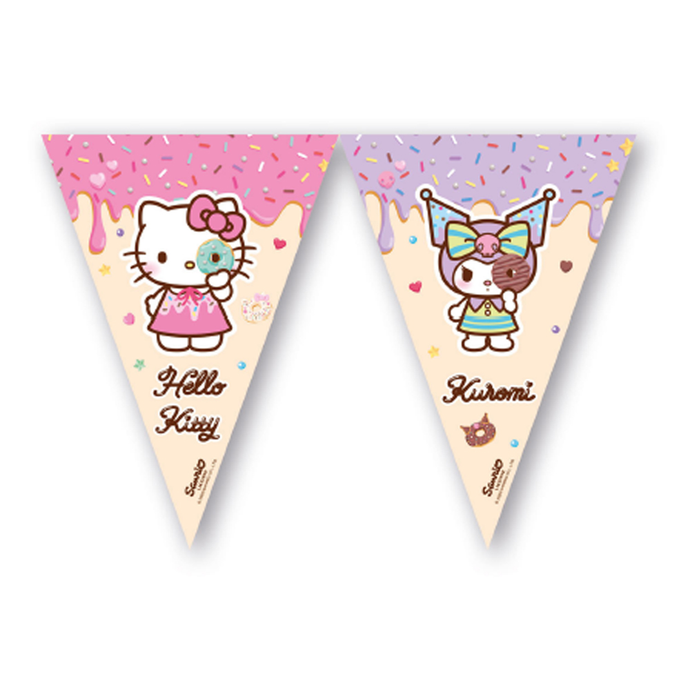 PAPER TRIANGLE FLAG BANNER HELLO KITTY & KUROMI - Pergamos